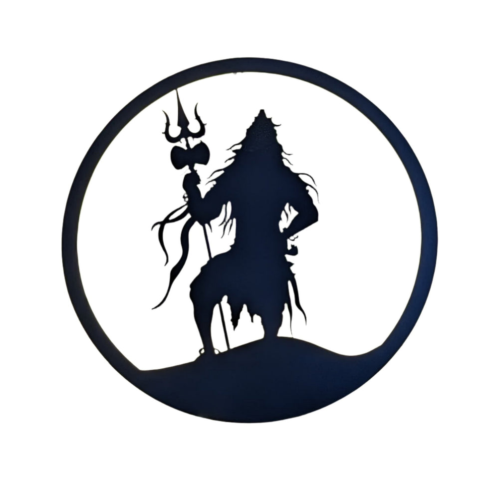 Lord Shiva Steel Wall Art Sculpture in Black with LED Light – Steeloniture